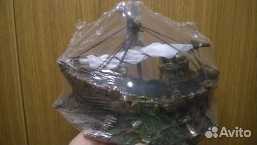 Декоры для аквариума. Корабль сундук колокол и т